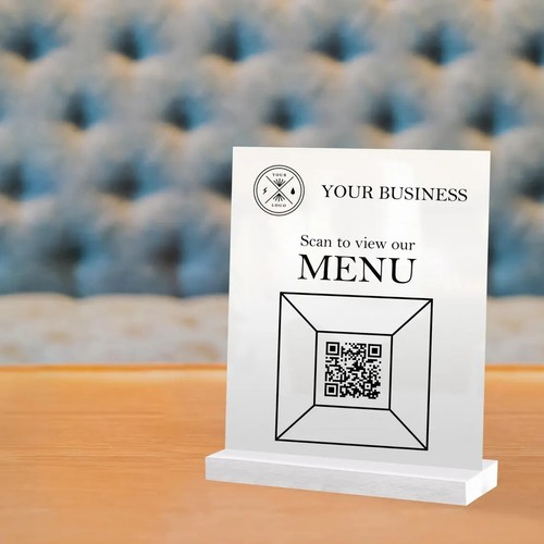 Custom QR Code Acrylic Display Sign Bar Restaurant Menu Social Media ...