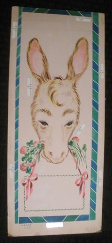 HAPPY BIRTHDAY Mule Donkey Kitten 2pcs 3-Panel 7.25x17" Greeting Card ...