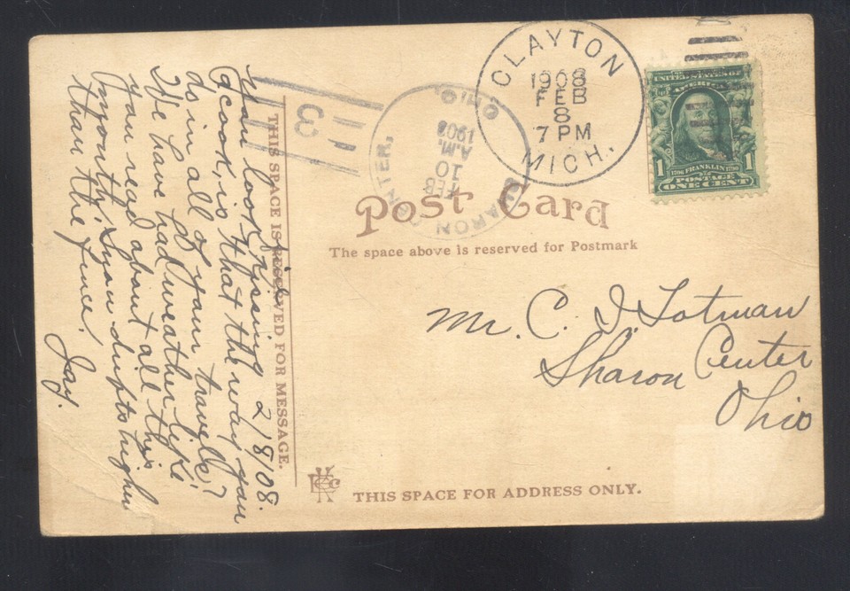 GIRARD MICHIGAN RAILROAD YMCA BUILDING VINTAGE POSTCARD SHARON CENTER ...