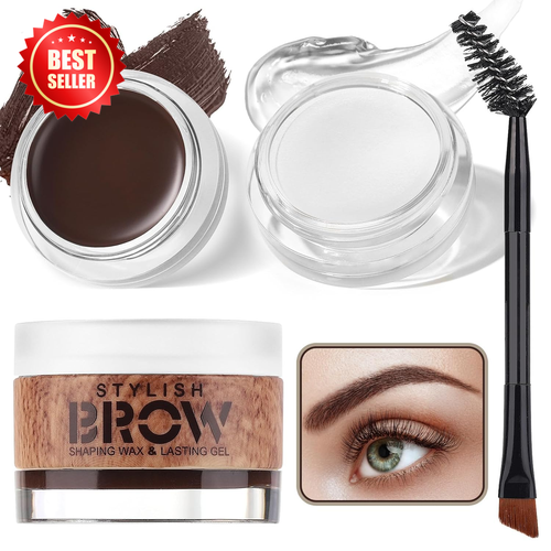 2 in 1 Makeup Kit with Eyebrow Gel,Shaping Wax & Duo Brush, Waterproof ...