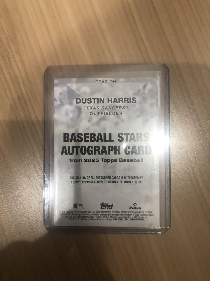 2025 Topps Baseball Series 2 Dustin Harris Autograph Card Texas Rangers ...