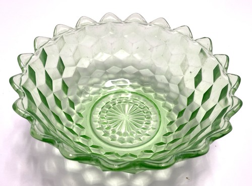 Vintage Green Depression Glass Jeanette/Cube Pattern 7.25 Inch Bowl | eBay