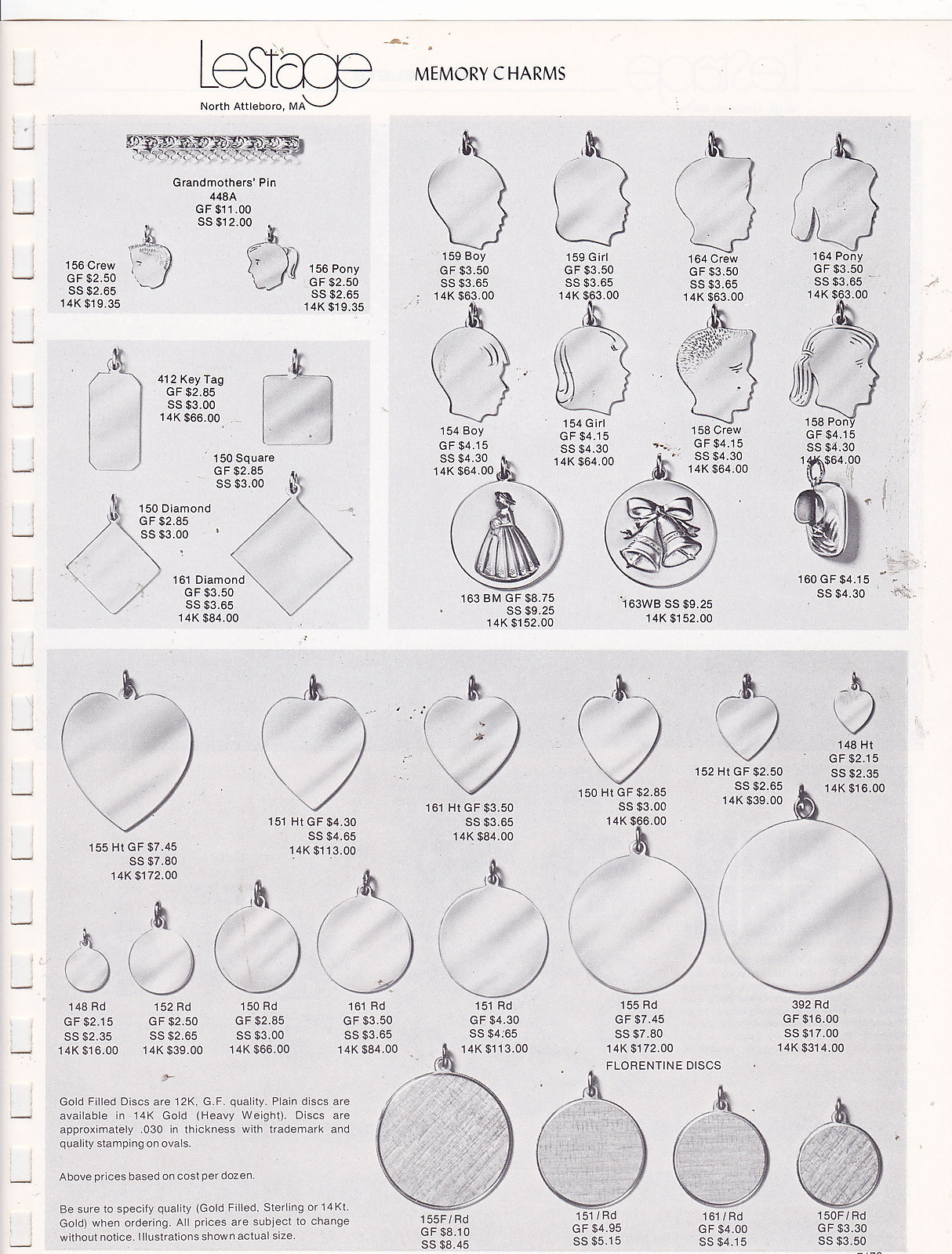 VINTAGE AD SHEET #3174 - LESTAGE MEMORY CHARMS | eBay
