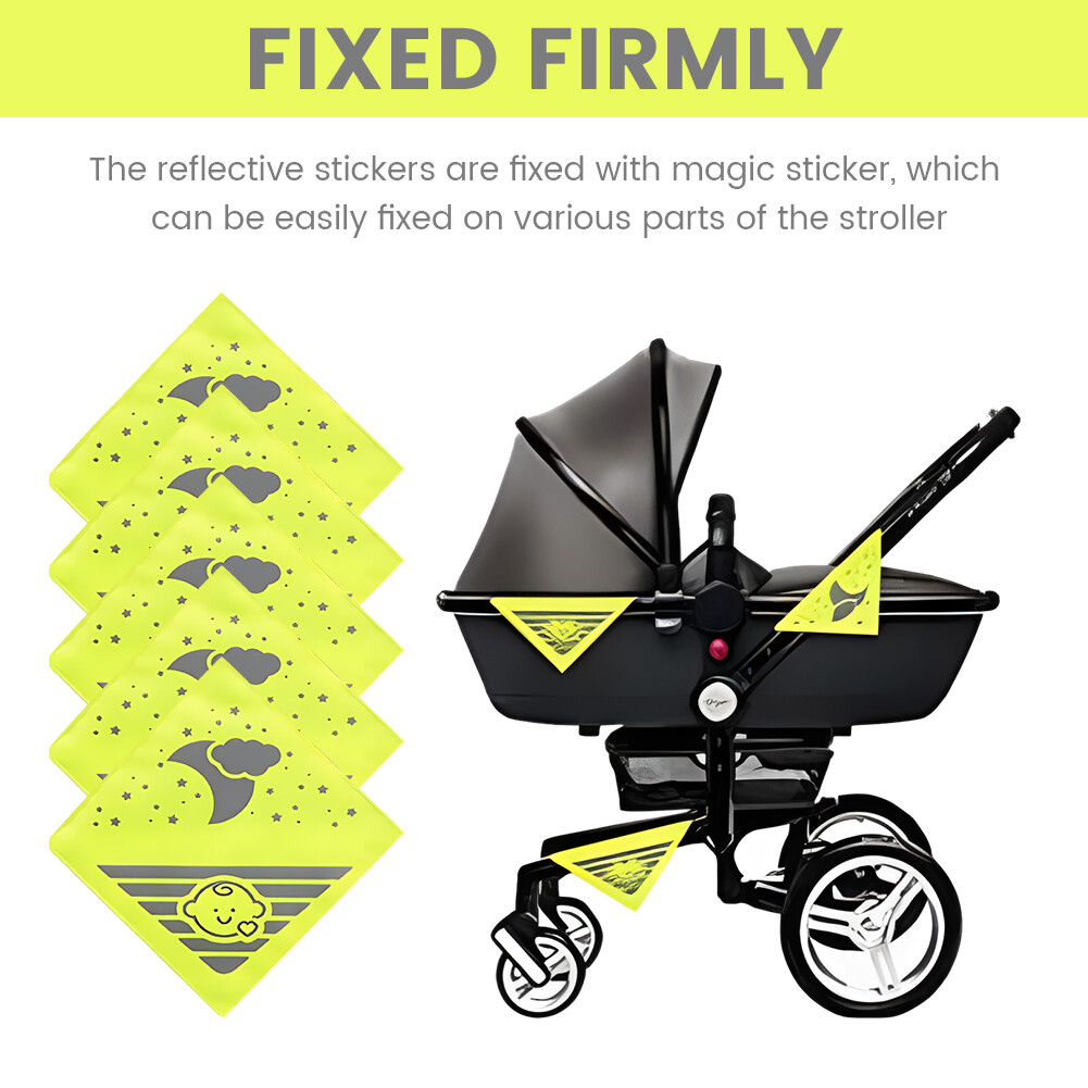 5pcs Reflective Sticker Warning For Strollers Car Wheelchair Night ...