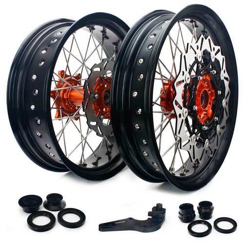 17'' Supermoto Wheels Rim Hubs Discs For KTM 125 250 300 450 EXC EXC-F ...