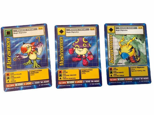Digimon Cards Lot Vintage 1999 Floramon Bo-81 Mushroomon Bo-82 Kunemon ...