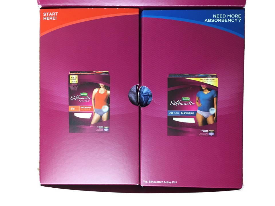 2 Ct Depend Silhouette Pull-Up Underwear S/M 28–40 Adult Diaper Sample ...