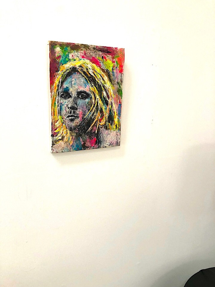 ORIGINAL CHUCK GREATREX "KURT COBAIN" Abstract Acrylic/Oil Painting ...
