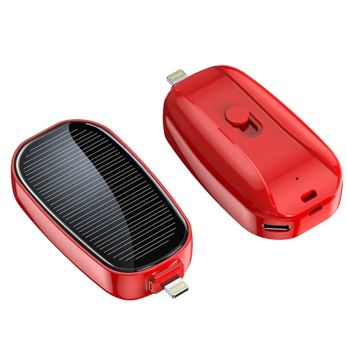 Mini Solar Power Bank Keychain 1200mAh Portable Charger Outdoor Camping ...