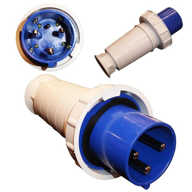 63a 3 Pin Plug 230v Waterproof Ip67 Industrial 2p E Blue Single Phase ...