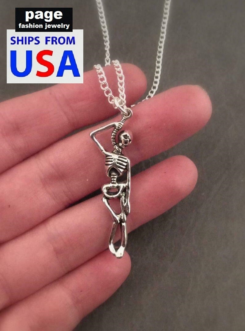 Macabre Gothic 1.5" Skeleton Bones Hang Man Noose Pendant 17" Chain ...