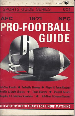 1971 AFC NFC Pro Football Guide, player rosters, scores, all-pro teams ...