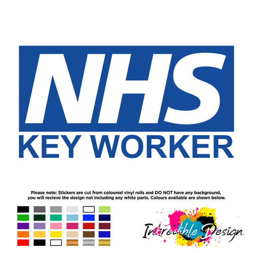Vinyl Bumper Sticker 155mm Decal NHS Support Glossy "CARE KEY WORKER ...