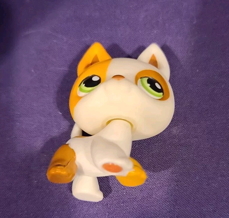 Authentic Littlest Pet Shop #127 German Shepherd Dog White Orange Green ...