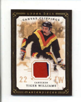 TIGER WILLIAMS 2008/09 UD MASTERPIECES CANVAS CLIPPINGS 2-COLOR JERSEY ...
