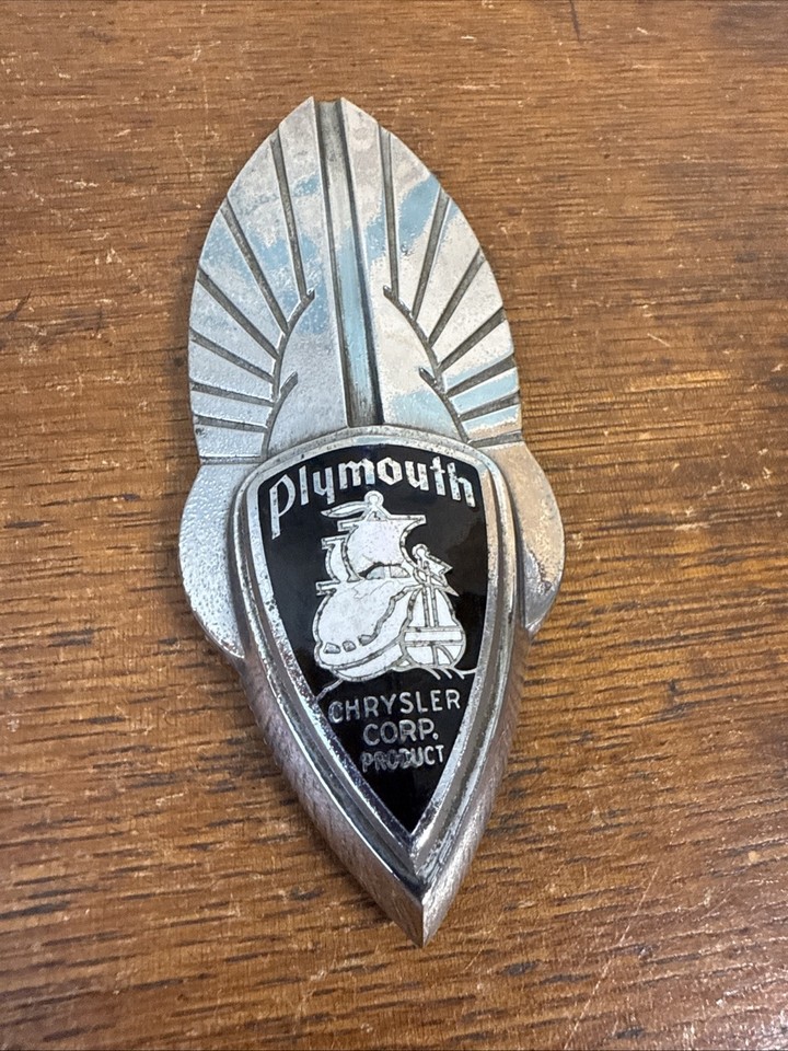1934 1935 1936 PLYMOUTH RADIATOR BADGE EMBLEM ORNAMENT PLATE CLOSED ...