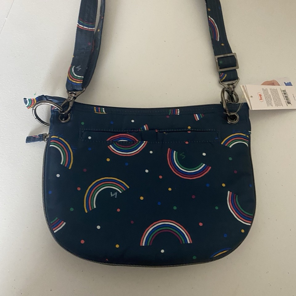 Lug Swivel Convertible Crossbody Bag Purse Travel RFID Rainbow Navy ...