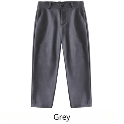 Kids Boys Slacks Trousers Dress Pants Elastic Waist Casual Formal Solid ...