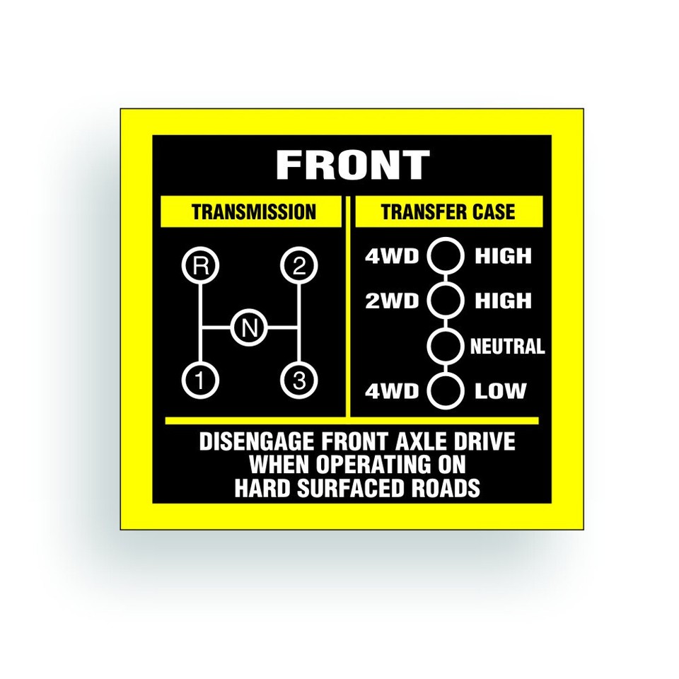 Transmission Shift Pattern Decal fits Jeep Willys CJ5 CJ6 DANA 20 3 ...
