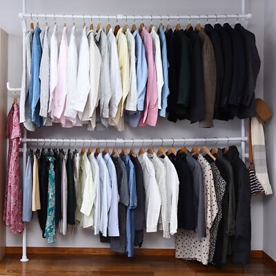 [Yamazen] Tension Hanger Rack Slim Large Capacity 2 Tiers Wide Width ...