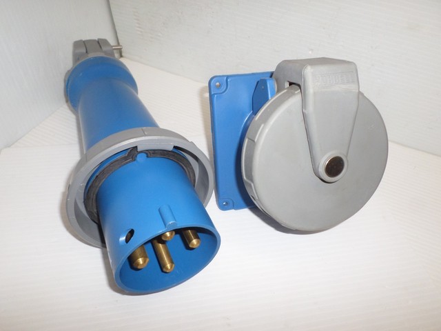 Hubbell Hbl4100r9w Receptacle Hbl4100p9w Plug Watertight 3 Pole 4 Wire ...