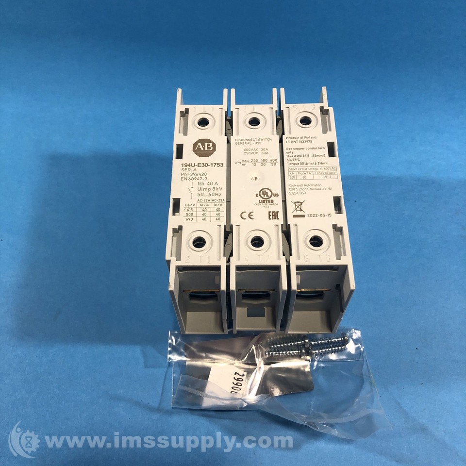 Allen Bradley 194U-E30-1753 Series A 194U Front Mount Disconnect FNFP ...