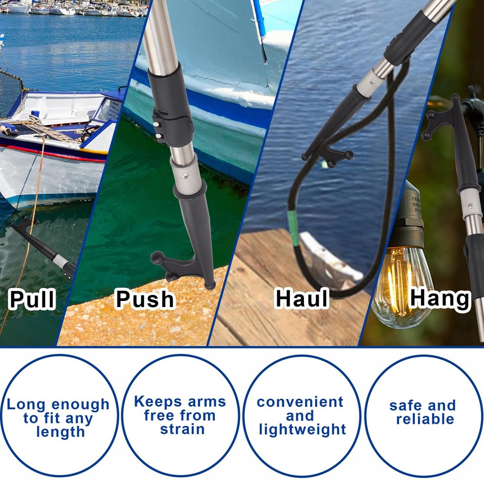 Telescoping Boat Hook Pole for Docking, 2.46-12ft Boat Hook long handle ...