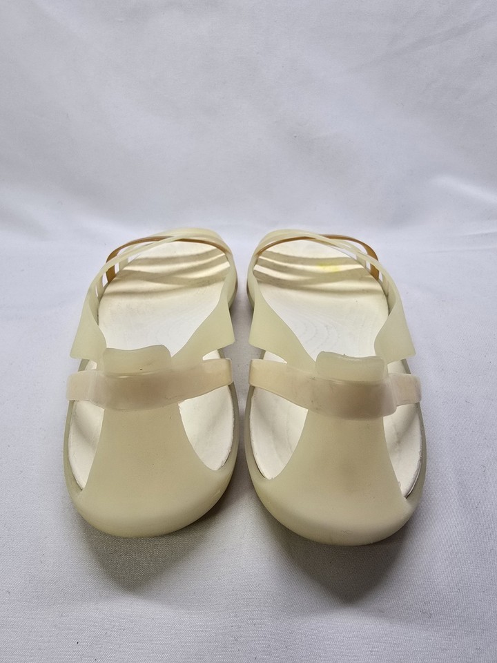 Crocs Womens Size 7 Isabella Huarache 2 Flat Sandal Ballet Oyster/Gold ...