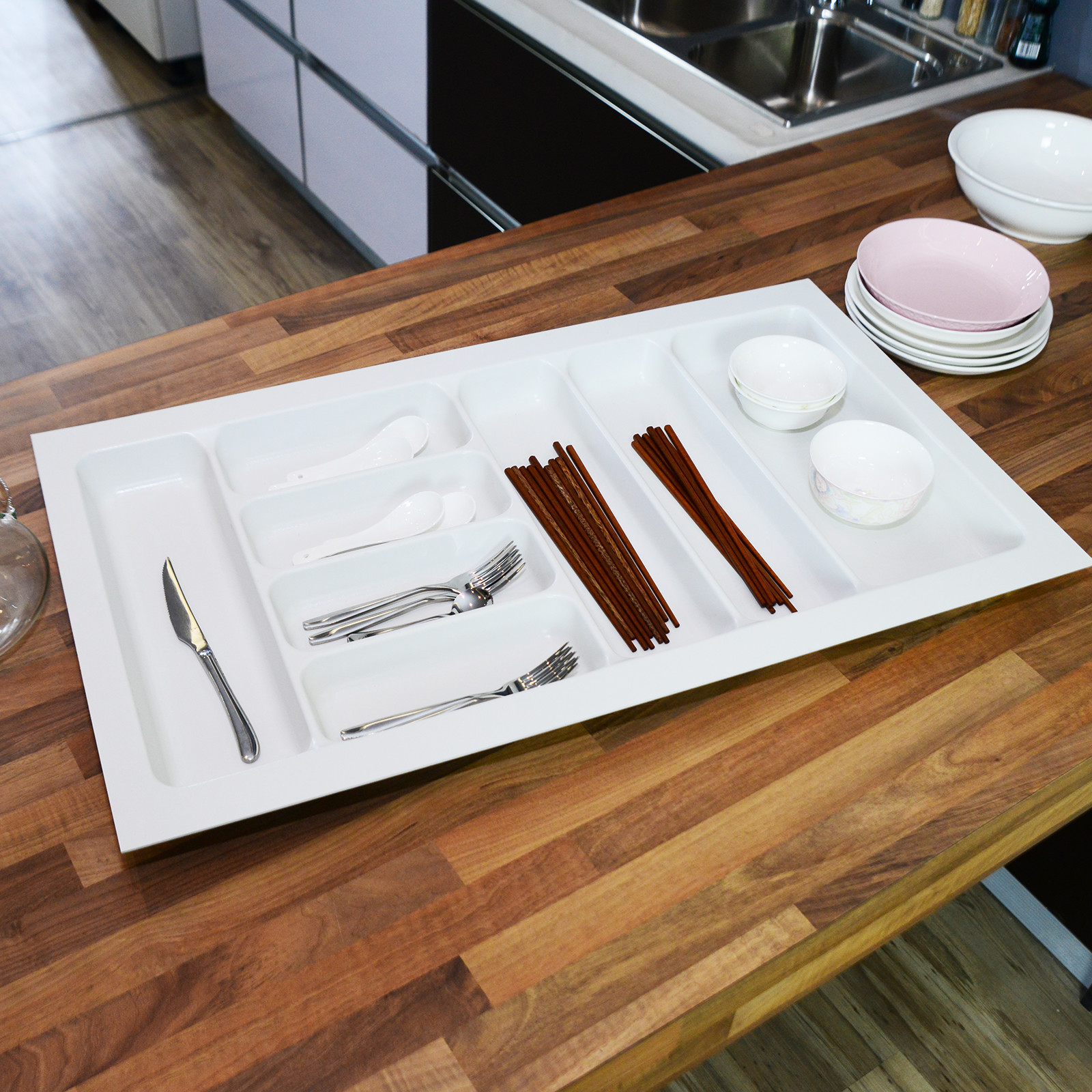 Kitchen Insert Utensil Cutlery Tray Drawer Divider Organiser Cabinet ...