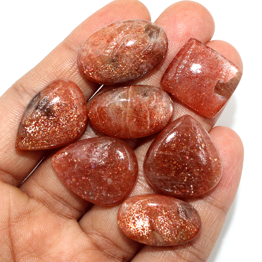 7 Pcs Natural Confetti Sunstone Untreated Cabochon Top Quality Loose ...