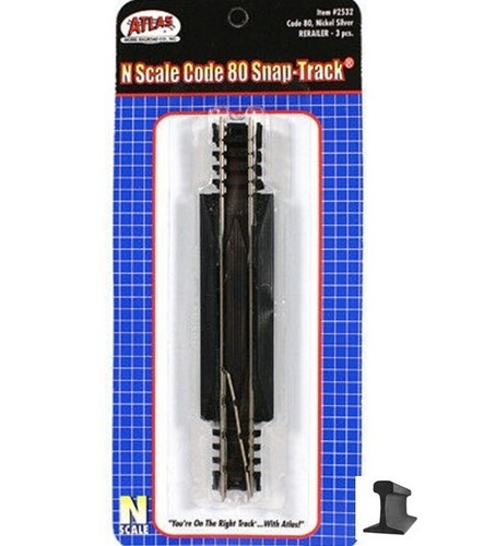 Atlas N Scale Rerailer ~ New 5" Code 80 Nickel Silver W/Rail Joiners (3 ...