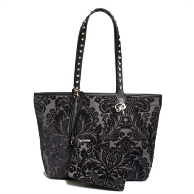 Raviani Tote in Chenille Floral Tapestry W/ Crystals Strap Cosmetic Bag ...