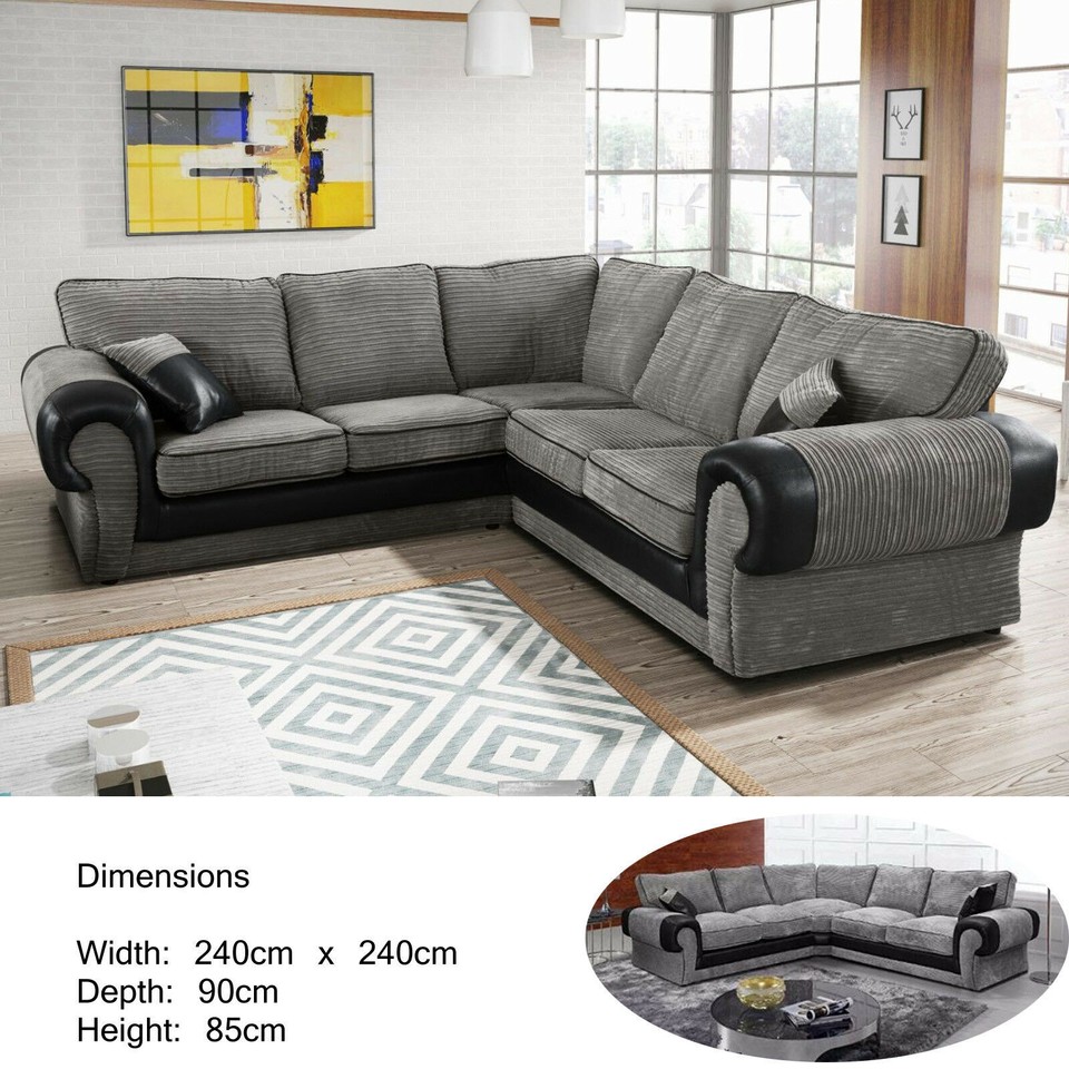 Tango Tangent Jumbo Cord Sofa Fabric Grey Black / Brown Fabric 2 / 3 ...