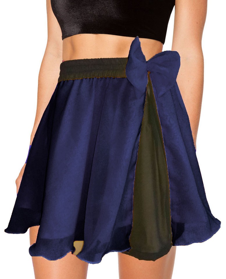 Color Chiffon Short Skirt Front Bow Gothic Short Skirt Casual Party ...