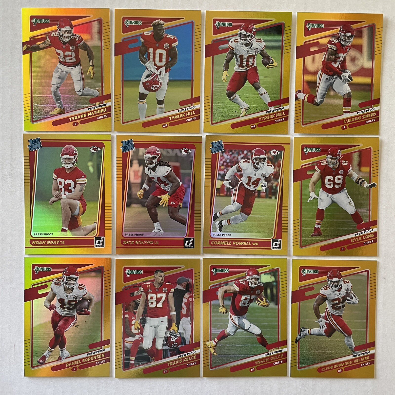 Kansas City Chiefs Team Set Gold Holo Rare Rated Rookie 2021 Panini ...