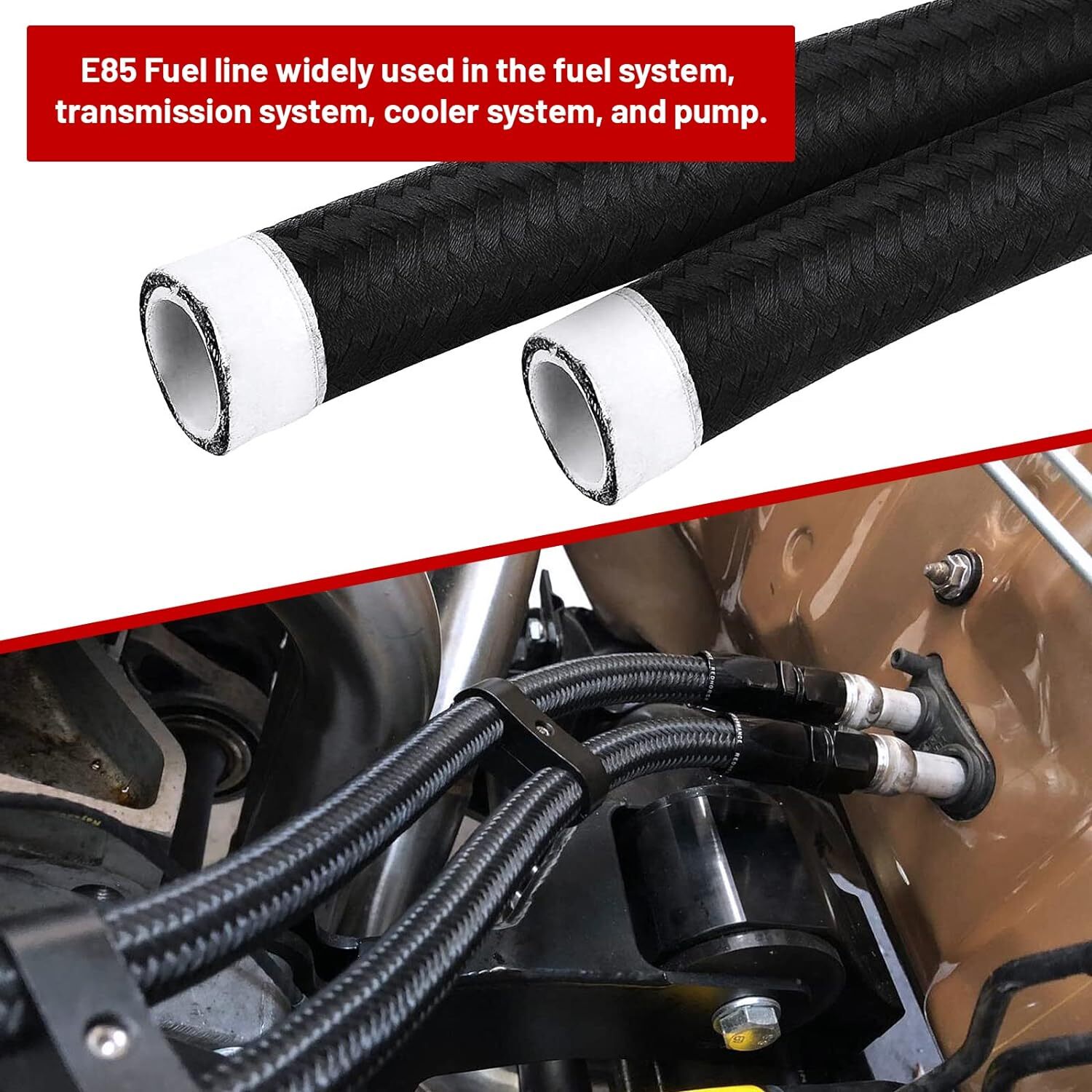 6AN 3/8" PTFE E85 Nylon Braided Fuel Line Hose 20FT LS Swap EFI Fuel ...