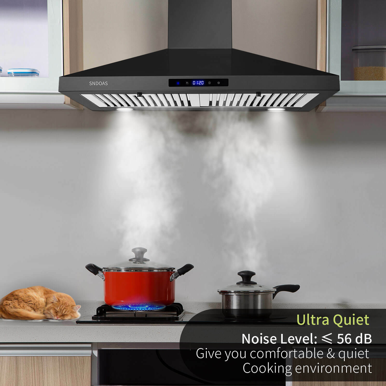 30" Wall Mount Range Hood LCD Display Switch Stainless Steel 350CFM ...