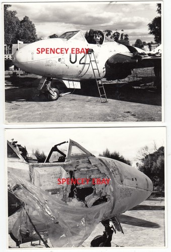 Two OLD PHOTOS of RAAF Vampire Jet A79-602 in a military aircraft ...
