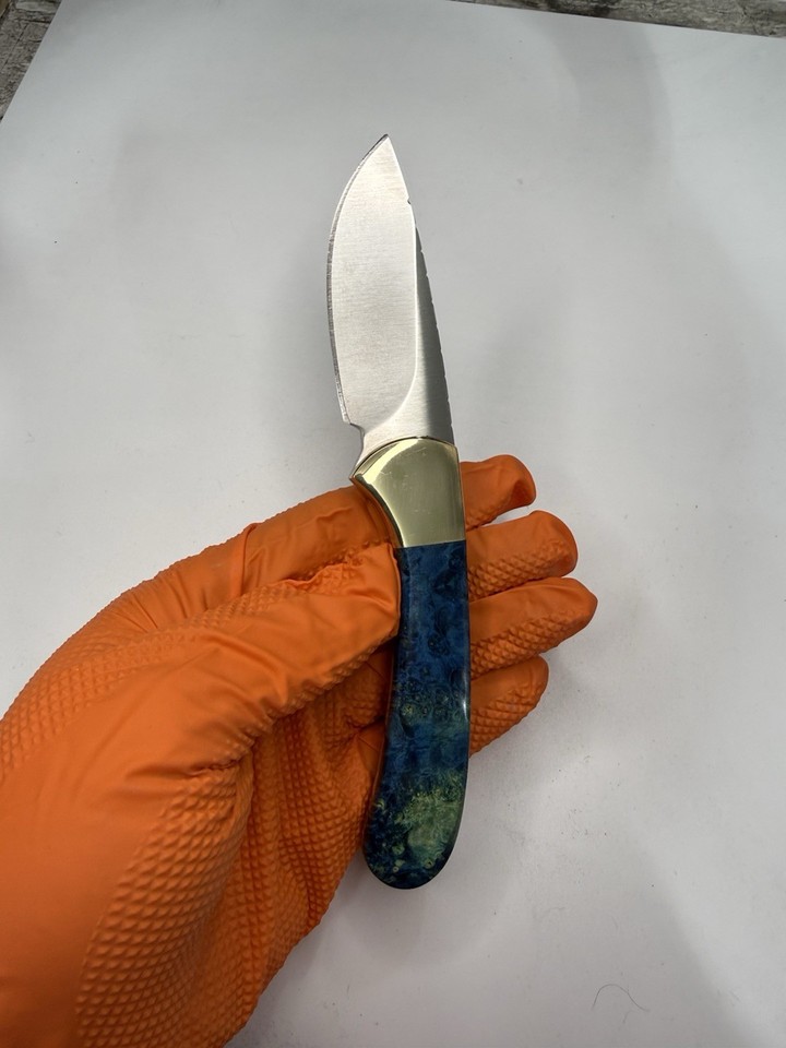 Buck 113 Custom Handmade Drop Point Fixed Blade Knife Blue Wood Handle ...