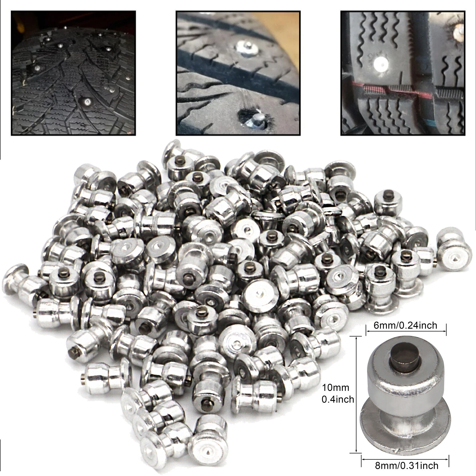 100X Tire Slip Screw Wheel Snow Stud Spike For Car SUV Bike Motorcycle ...