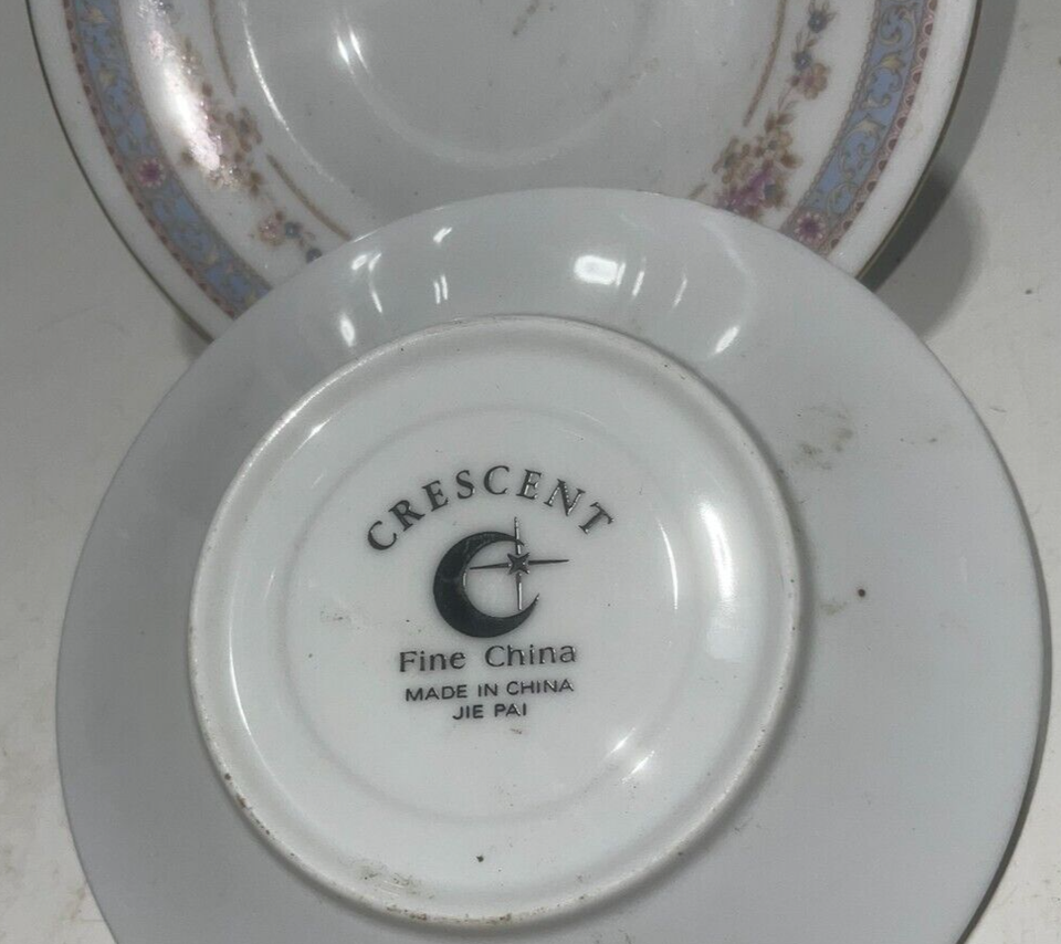 (2) Collectible Crescent Fine China Jie Pai Teacup Saucer Dishes | eBay