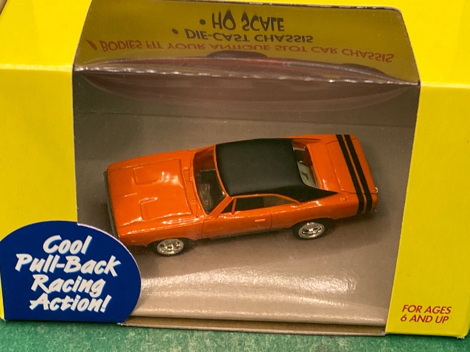 JOHNNY LIGHTNING T-JET DODGE CHARGER, ORANGE/BLACK, PULLBACK CHASSIS ...