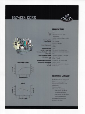 MACK TRUCKS EA7-435 CCRS ECONODYNE DIESEL ENGINE SPECIFICATIONS ...