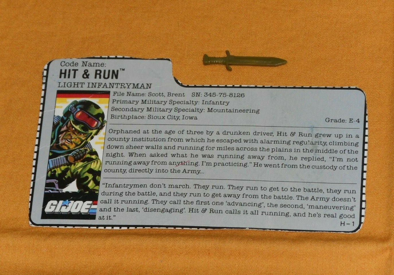 GI G.I. Joe gijoe HIT & RUN KNIFE + FILE CARD LOT weapons parts | eBay