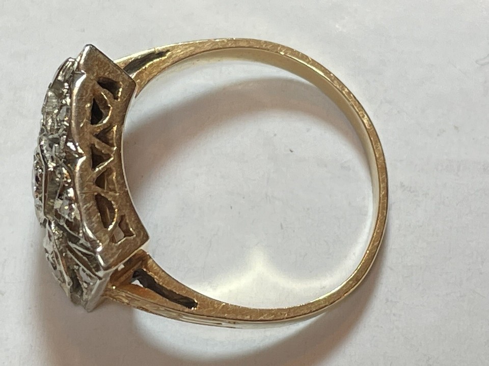 ANTIQUE 13k -14K GOLD NATURAL DIAMOND RING VICTORIAN ART DECO ...