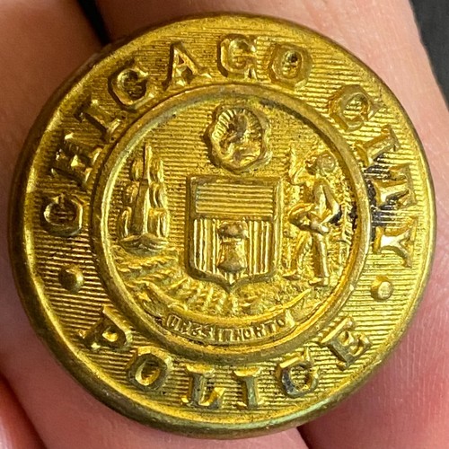Chicago City Police Brass Uniform Waterbury Button Co. 24.9mm Obsolete ...