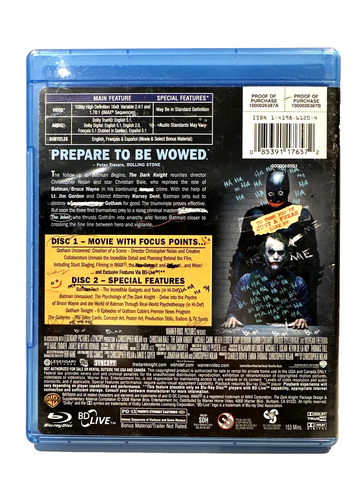 The Dark Knight Blu-ray DVD Digital Copy (3-Disc Set) Special Edition ...