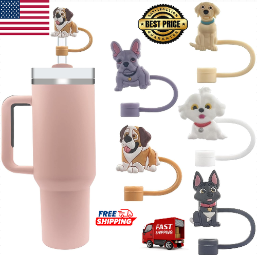 5Pcs Dog Straw Toppers for Stanley 40oz Tumbler – Cute Dust-Proof ...