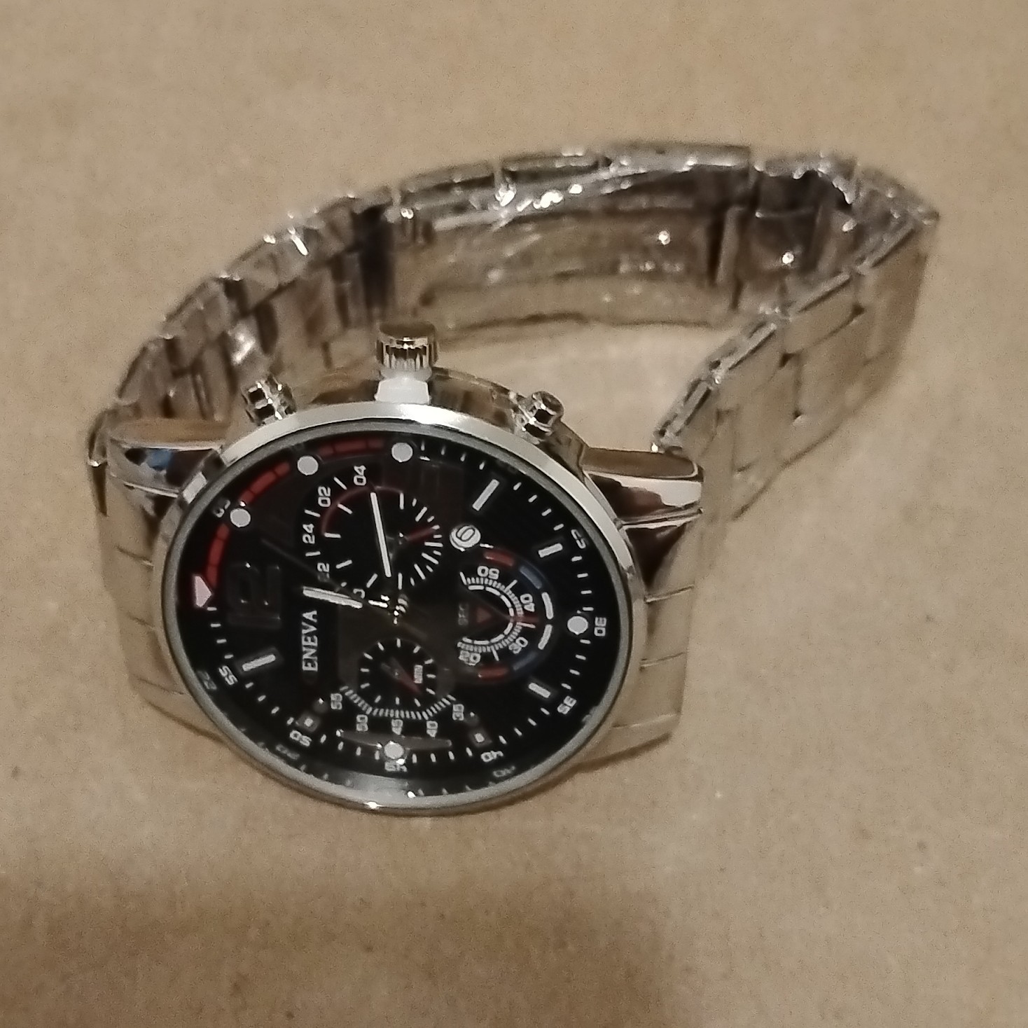 Geneva Men's Silver Metal Analog Wristwatch Black Dial Classic Style | eBay