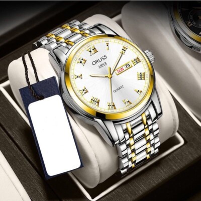 Men Watch Stainless Steel Top Quailty Luxury Push Button Hidden Clasp ...